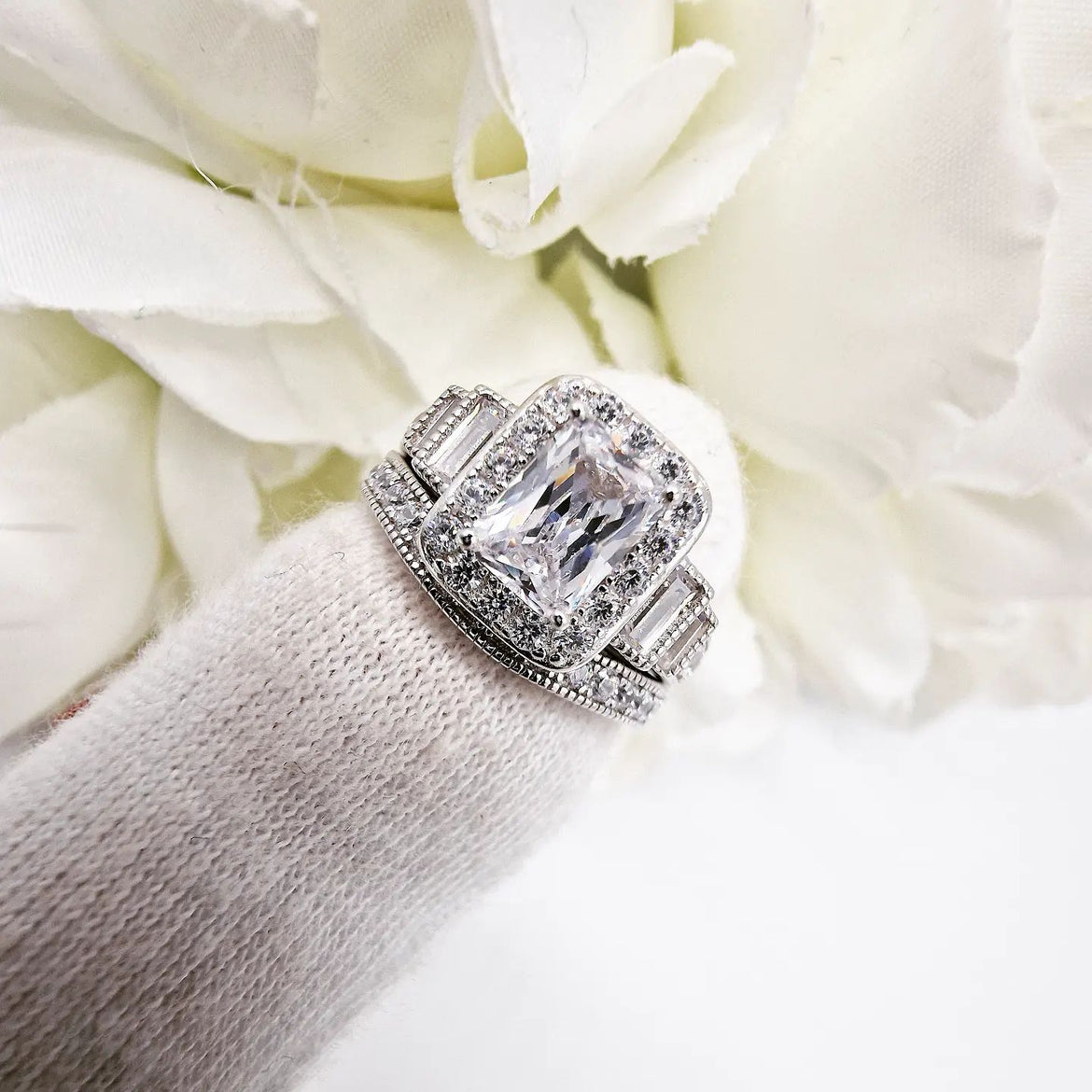 925 Sterling Silver Multi Row Pave Set Cz Half Eternity Ring – Claro Jewels