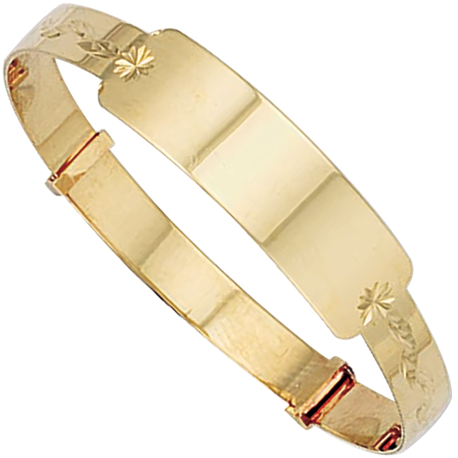 9ct Yellow Gold Diamond Cut Expandable ID Childs Bangle